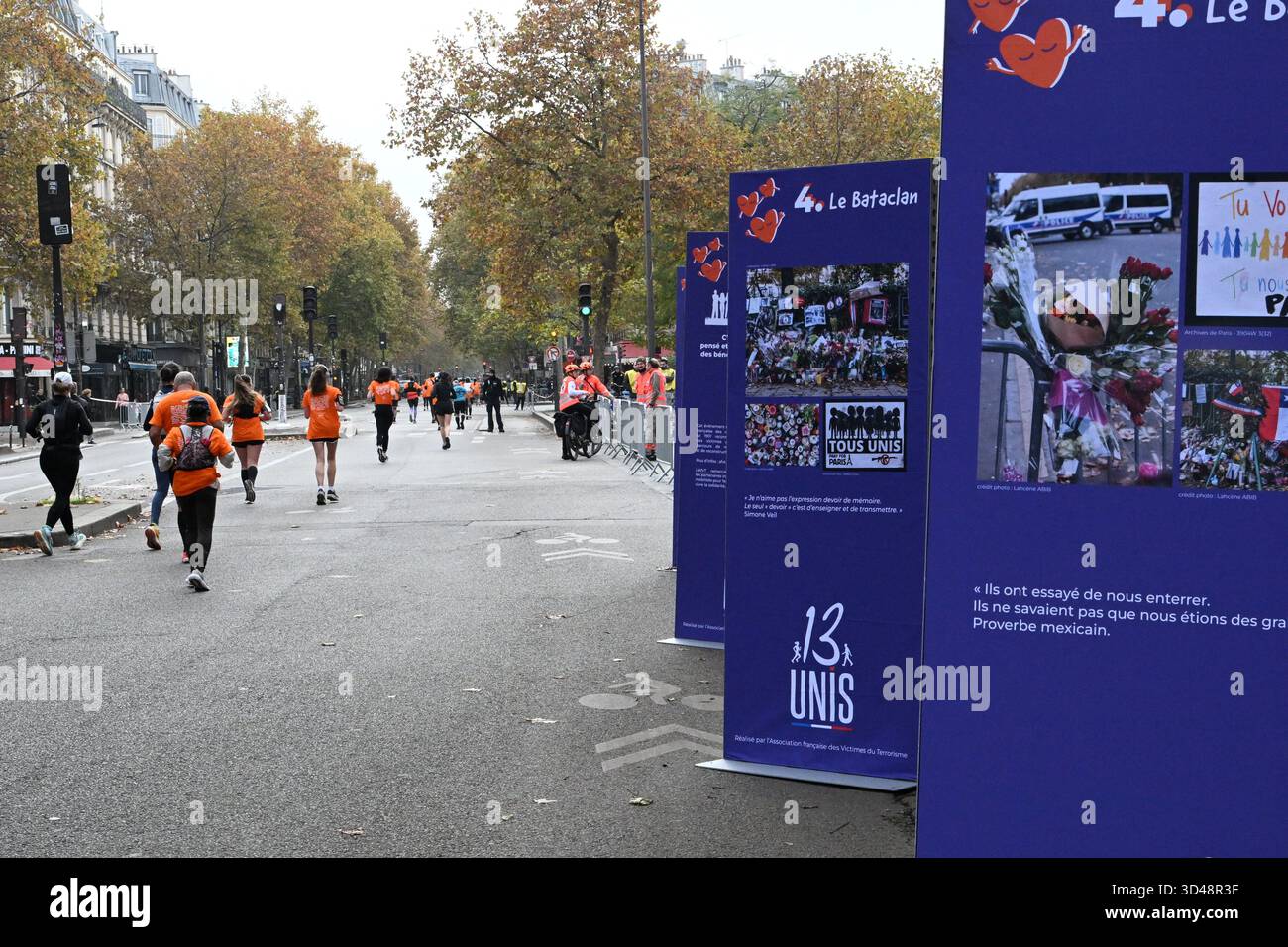 A running in tribute to the victims of November 13, 2015 attacks is ...