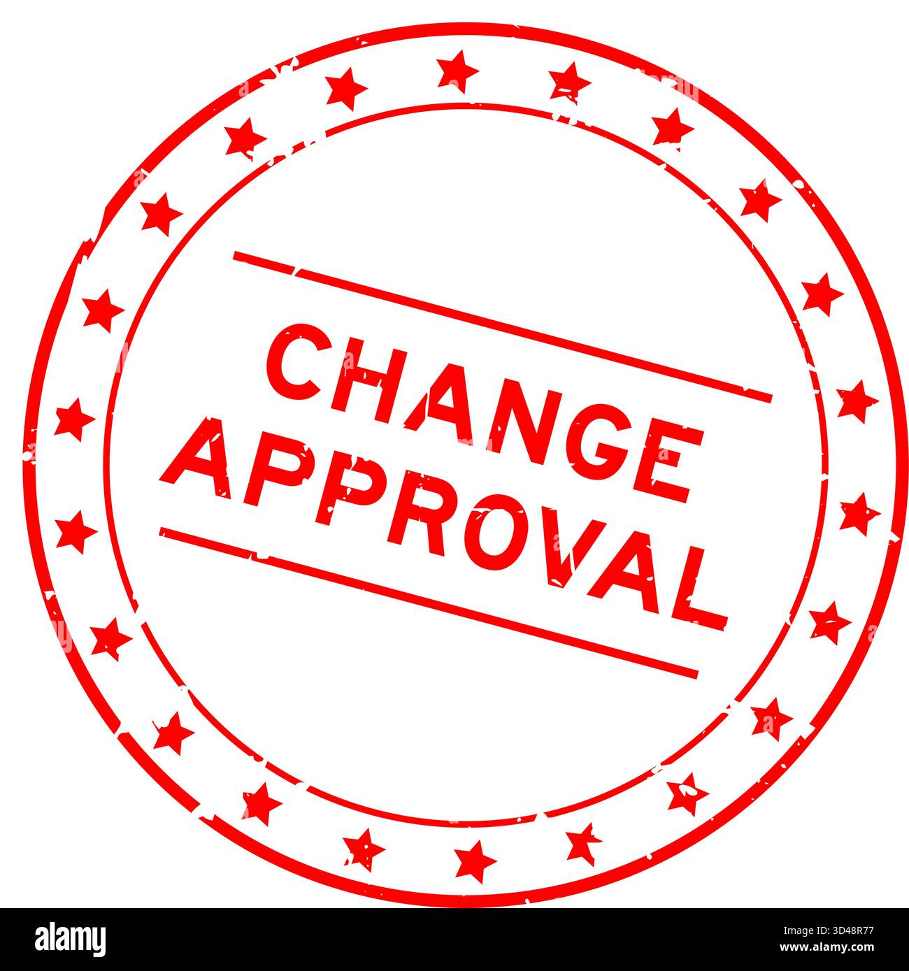 Grunge red change approval word round rubber seal stamp on white ...