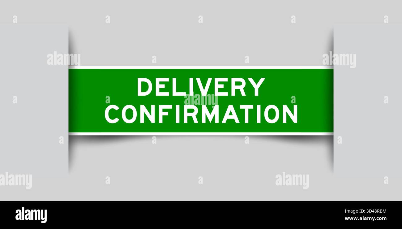 Green color square shape sticker label with word delivery confirmation ...