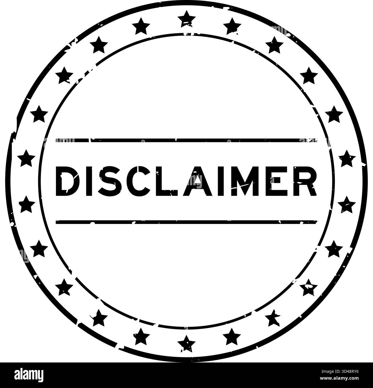 Grunge black disclaimer word round rubber seal stamp on white ...
