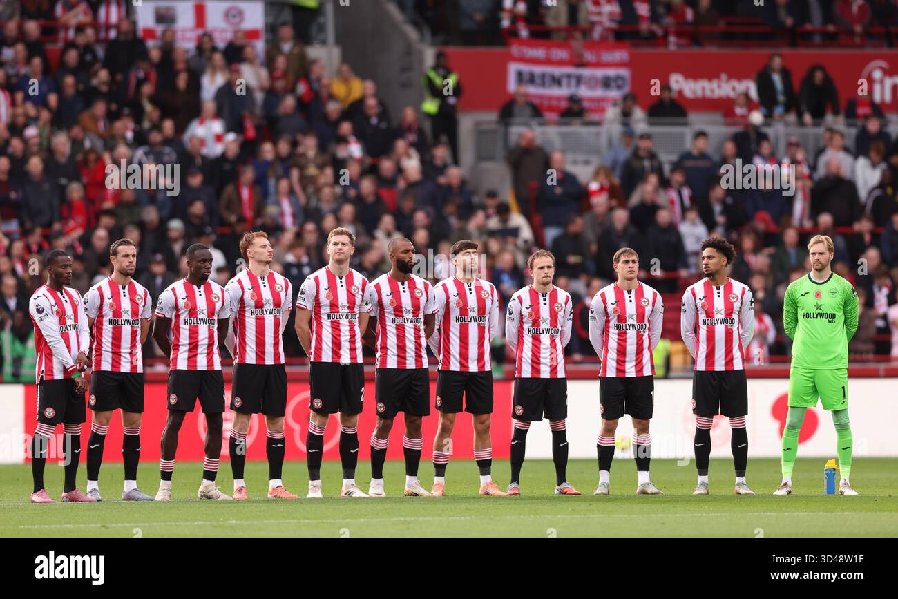 London, England, 9th November 2025. Brentford players pay their ...