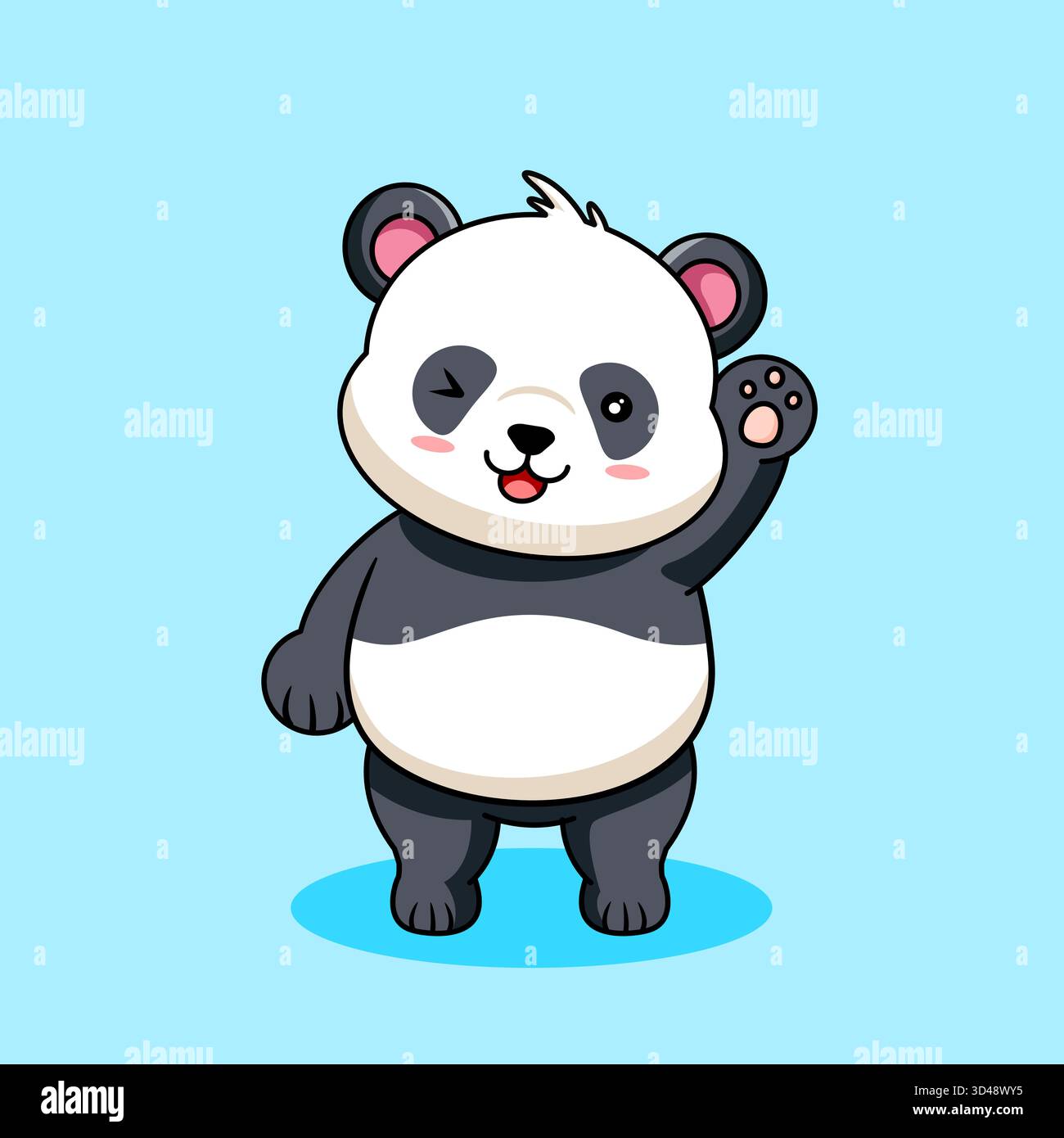 Cute Panda Greetings Hello Vector Illustration Cartoon Design Stock ...