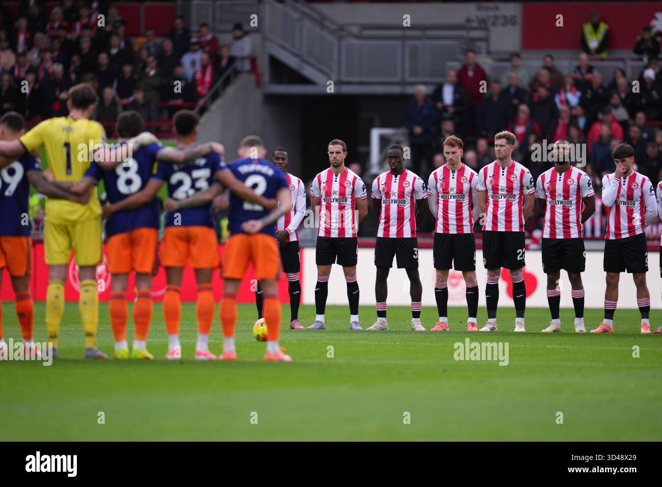 View of minutes silence before kick off for Remembrance Sunday during ...