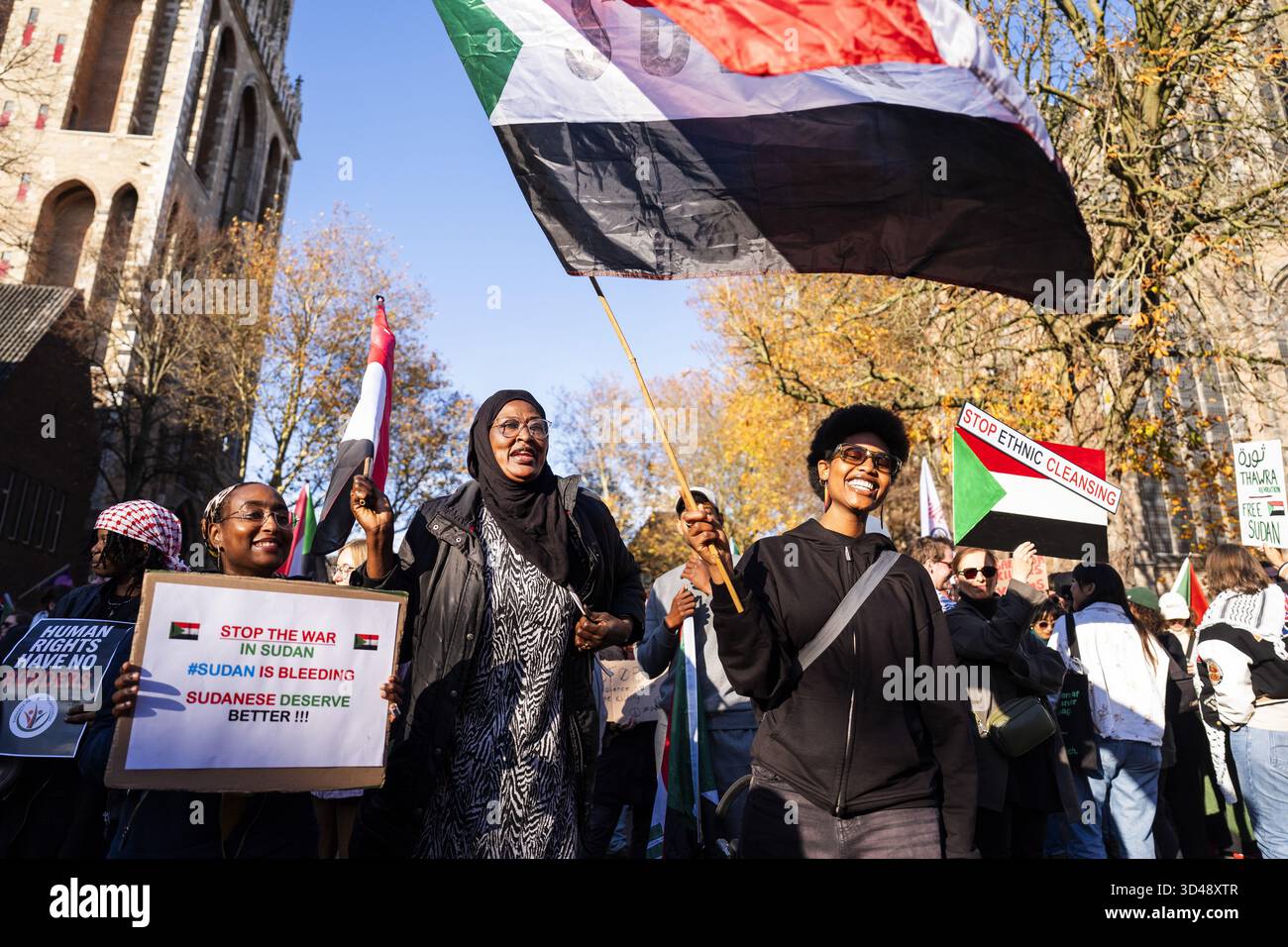 UTRECHT - A demonstration for Sudan took place at Domplein square due to the ongoing war in the ...