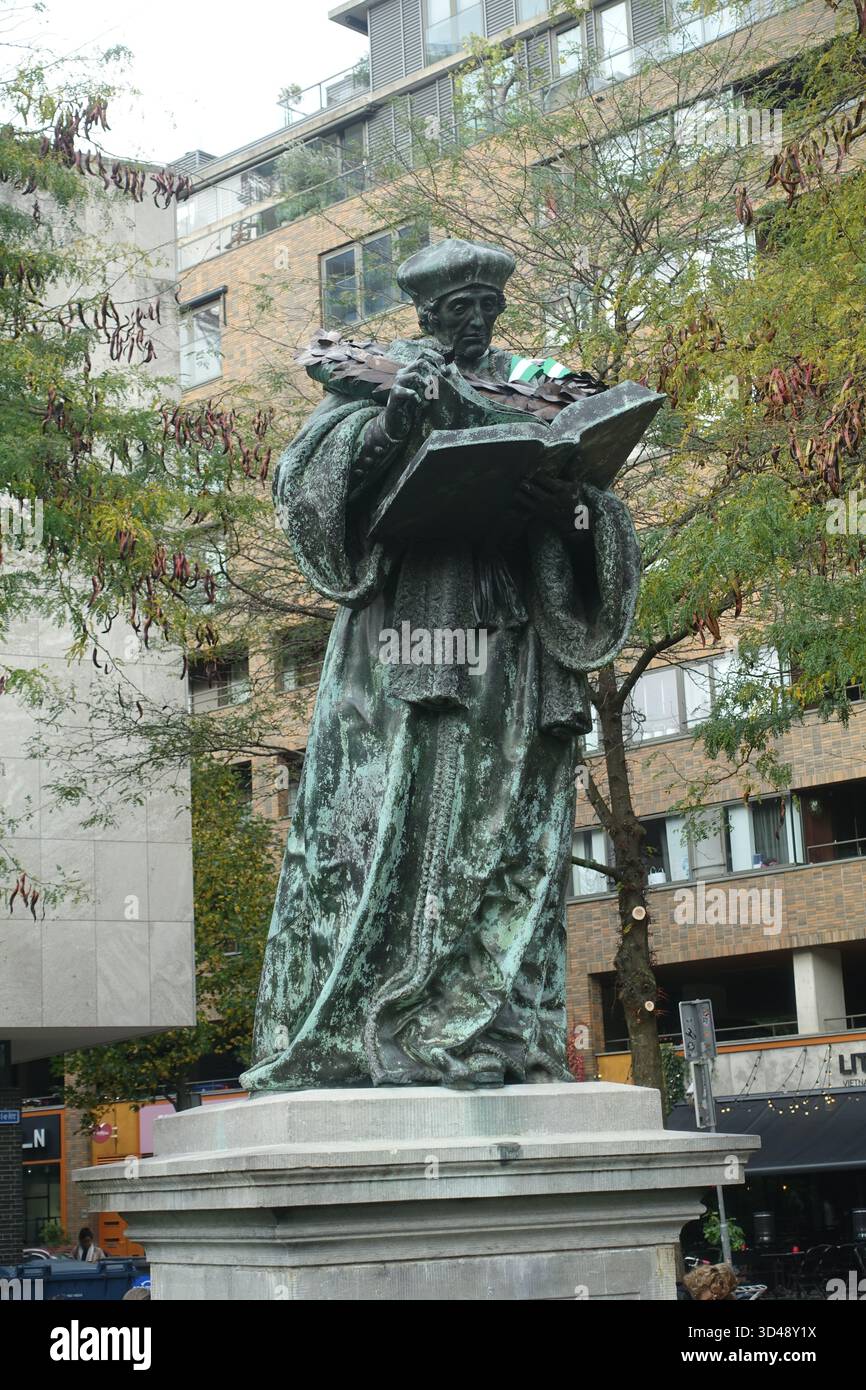 The statue of Erasmus, Dutch philosopher, humanist and theologian ...