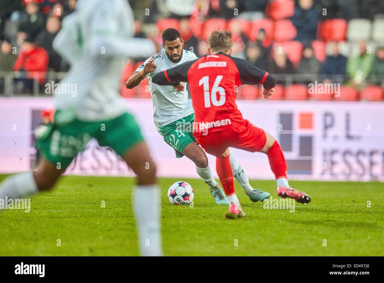 Viborg FF's Daniel Anyembe during the super league match between FC ...