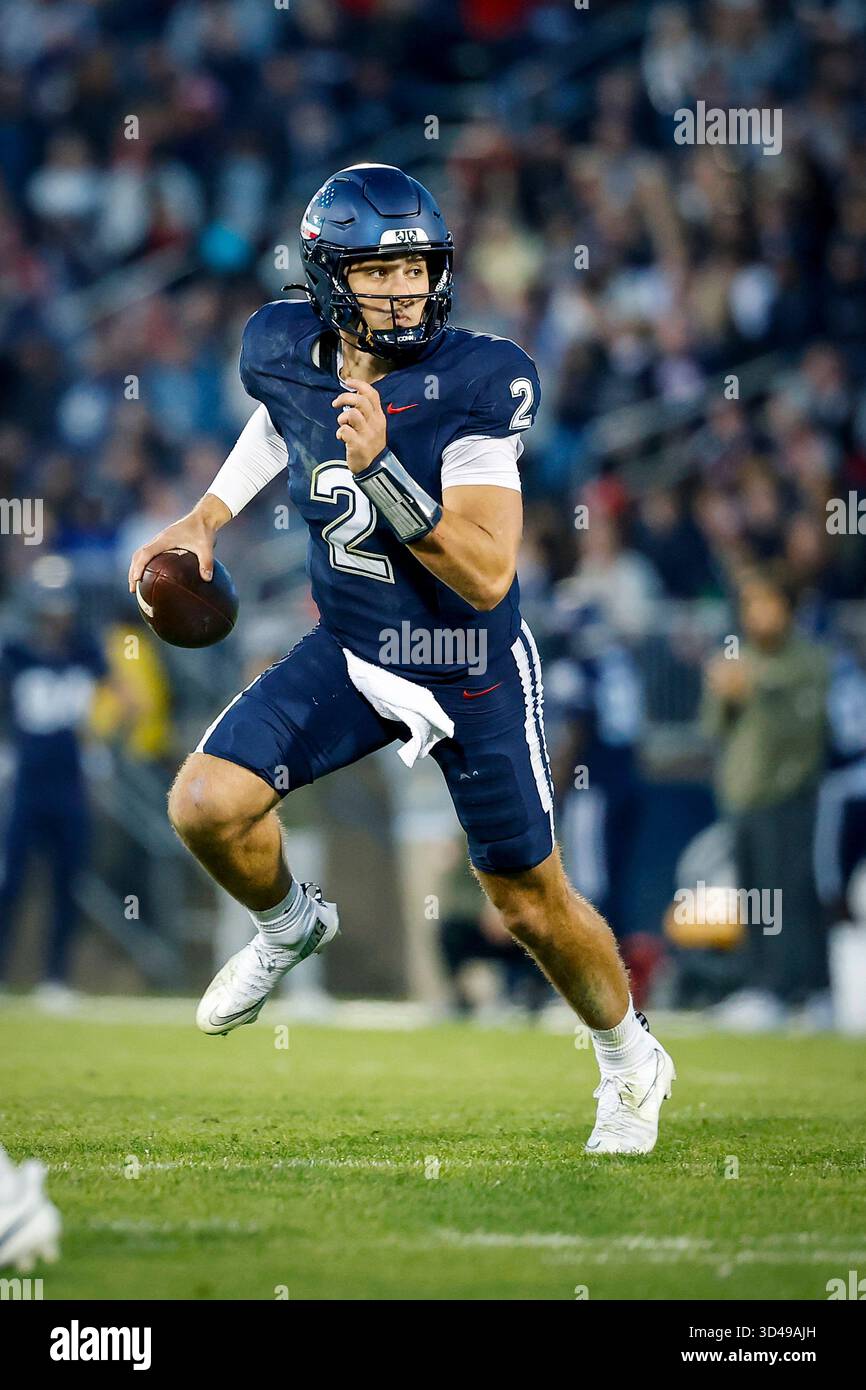 November 8, 2025: UConn Huskies quarterback Joe Fagnano (2) scrambles ...
