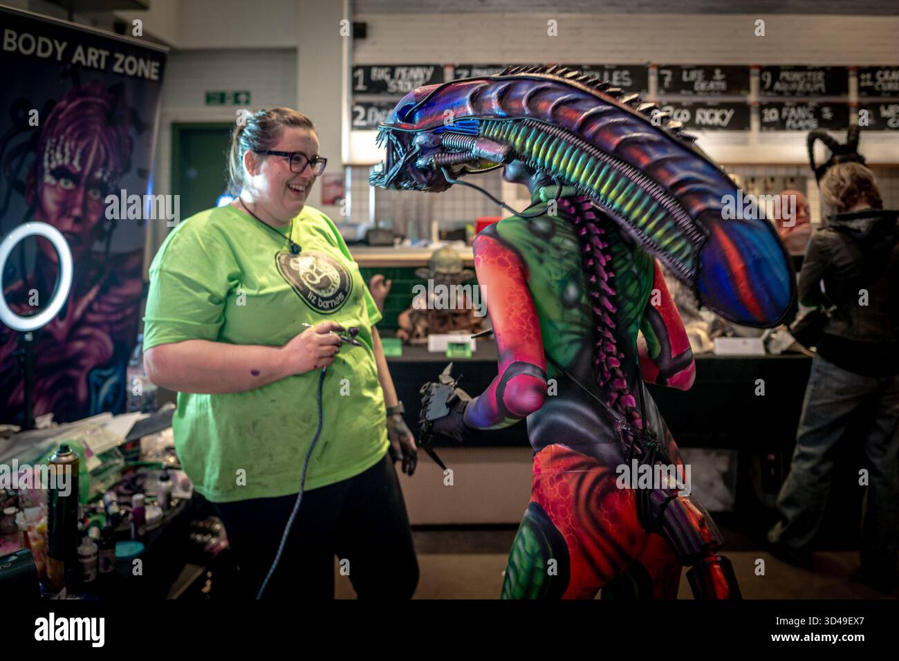 London, UK. 9th November 2025. Multicoloured 'Xenomorph' creation by ...