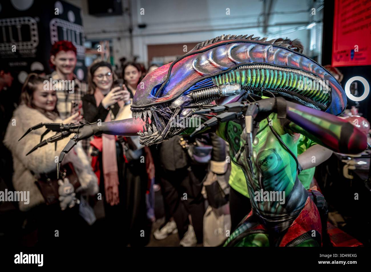 London, UK. 9th November 2025. Multicoloured 'Xenomorph' creation by ...