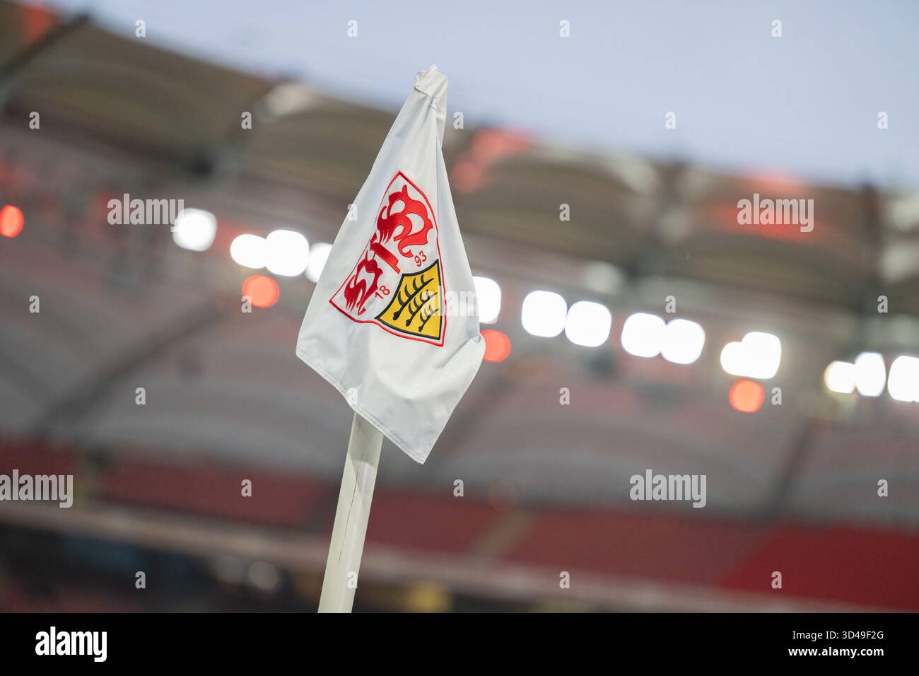Before the match, corner flag, Stuttgart logo, crest. GER, Stuttgart vs ...