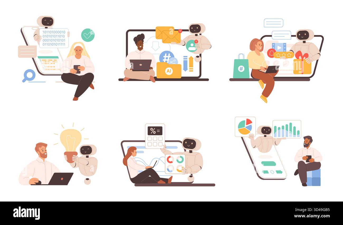 Ai powered technology enhancing Stock Vector Images - Alamy