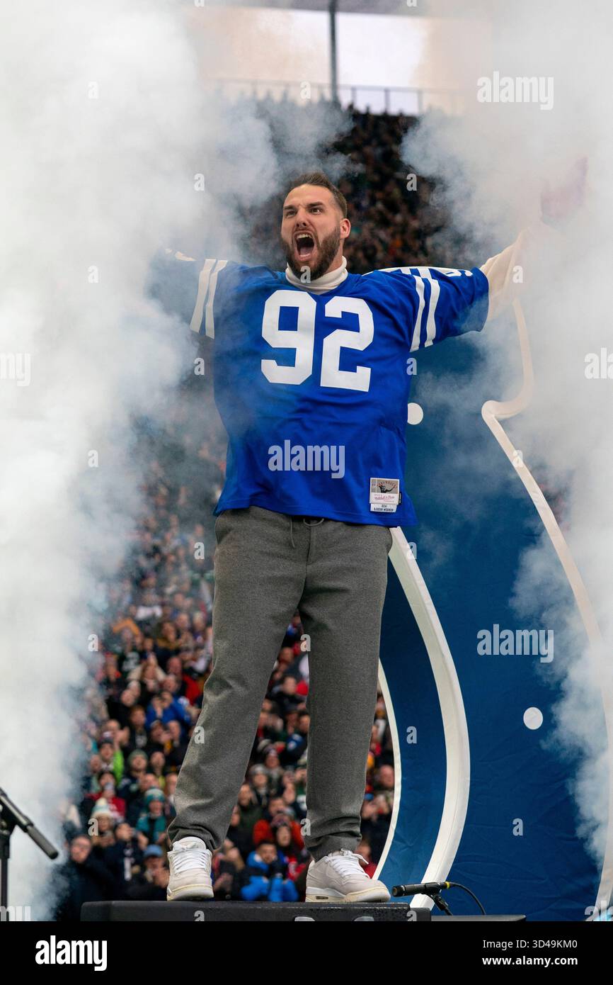 Former NFL player Bjoern Werner before an NFL International game ...