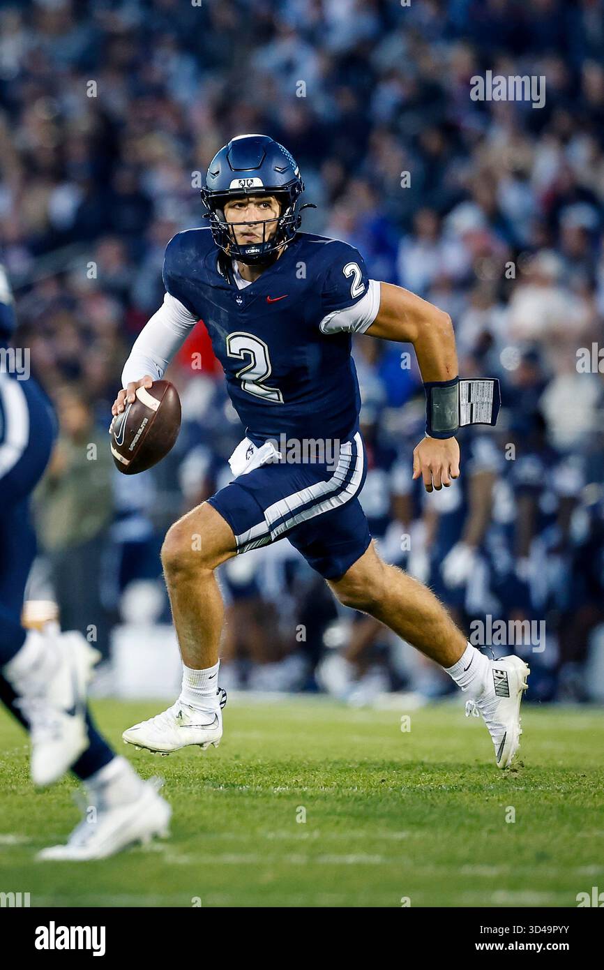 November 8, 2025: UConn Huskies quarterback Joe Fagnano (2) scrambles ...