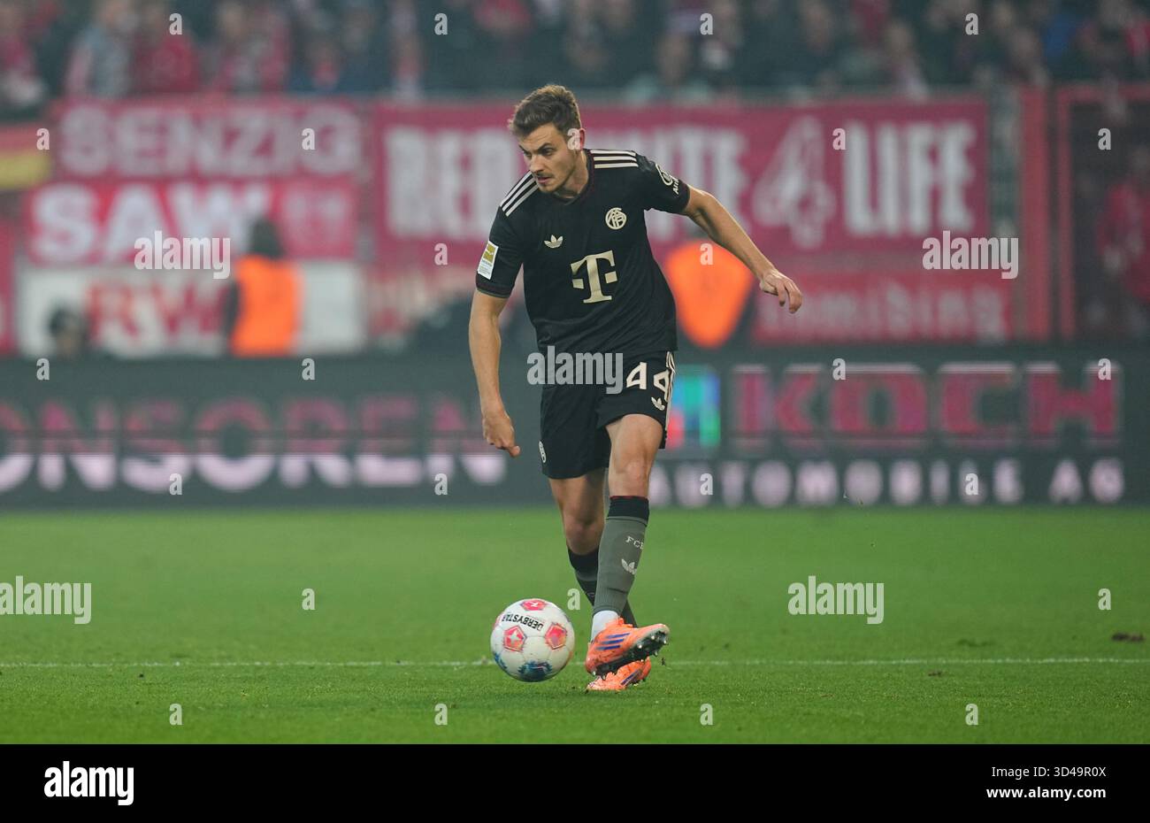 November 08 2025: Josip Stanisic of Bayern Munich controls the ball ...