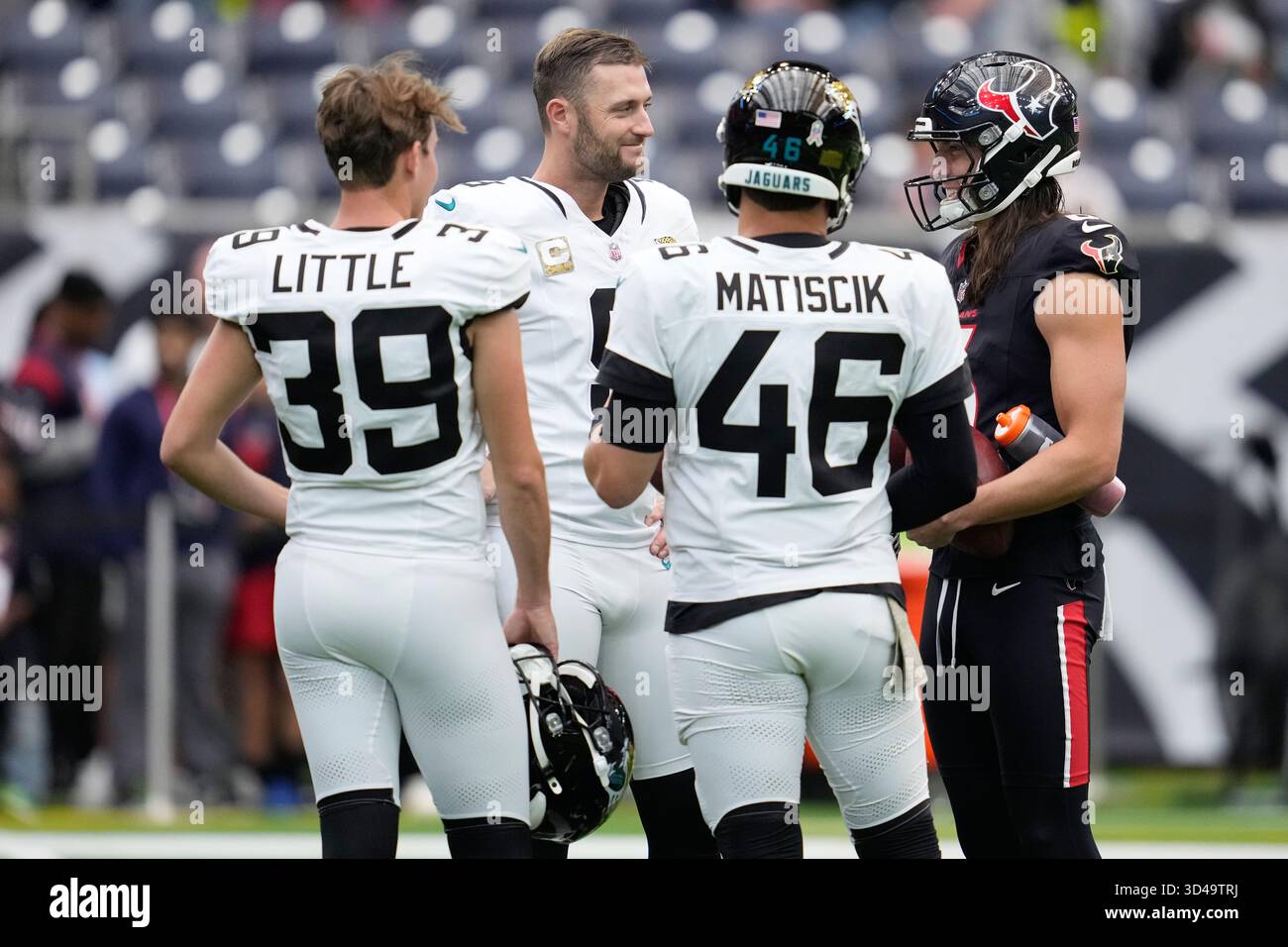 Houston Texans punter Tommy Townsend (6) talks with Jacksonville ...