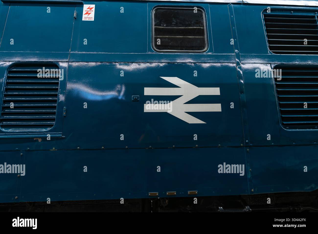 Blue British Rail locomotive with classic arrow logo in Yorkshire Stock ...