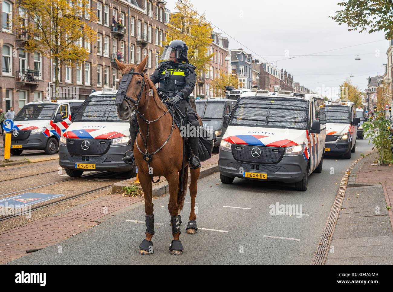 Amsterdam, The Netherlands, 12.10.2025, Police officer on horseback ...