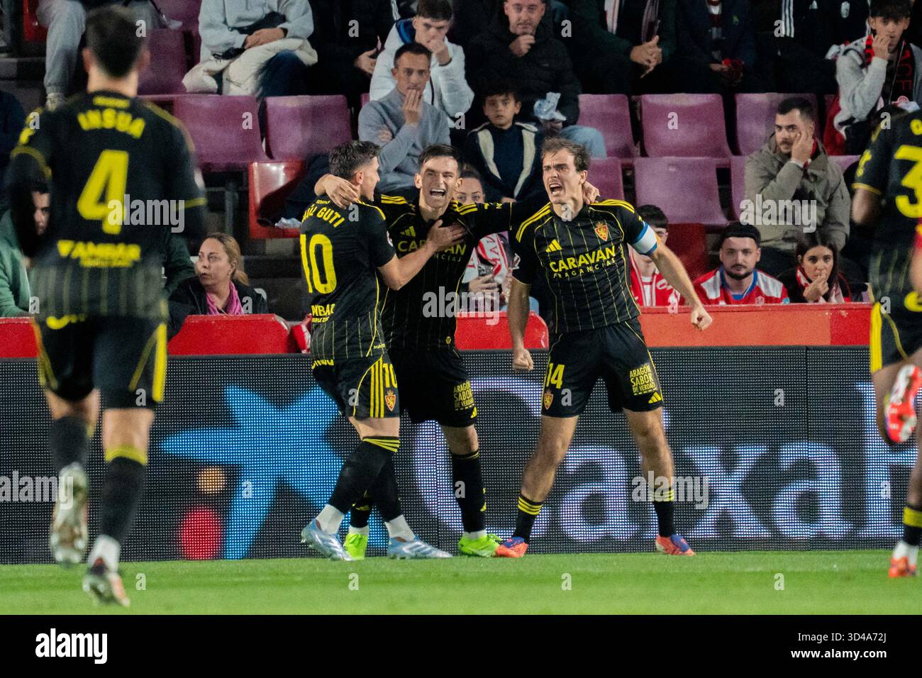 Pau Sans (N29) celebrates a goal for Real Zaragoza during La Liga ...