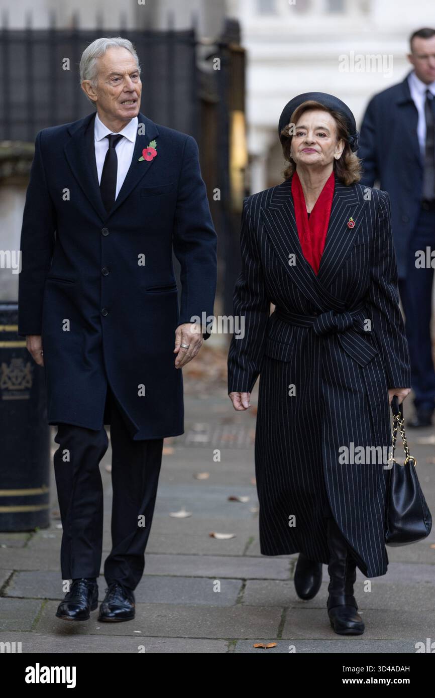 Former Prime Minister of the UK Tony Blair and his wife Cherie Blair ...