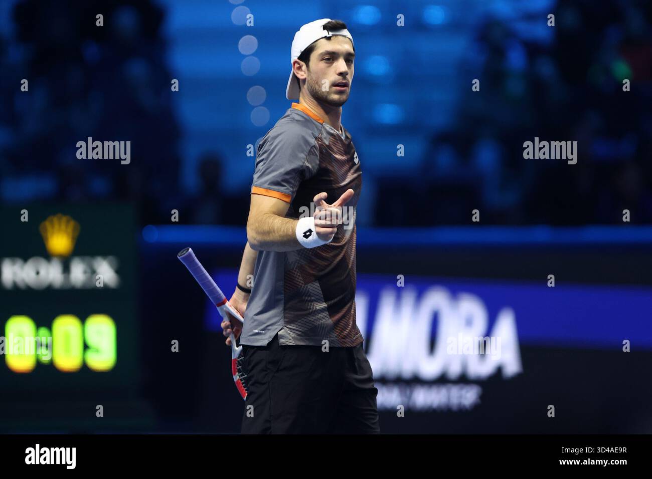 Julian Cash of Great Britain gestures during the Round Robin doubles ...
