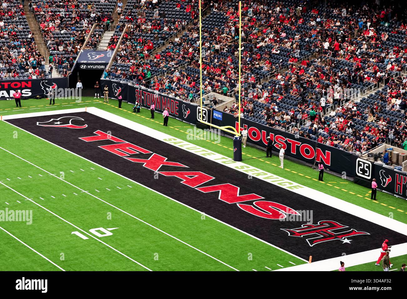 A detail view of the end zone displaying "Salute to Service" prior to ...