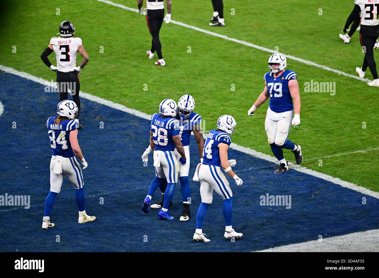 Indianapolis Colts running back Jonathan Taylor (28) celebrates after ...