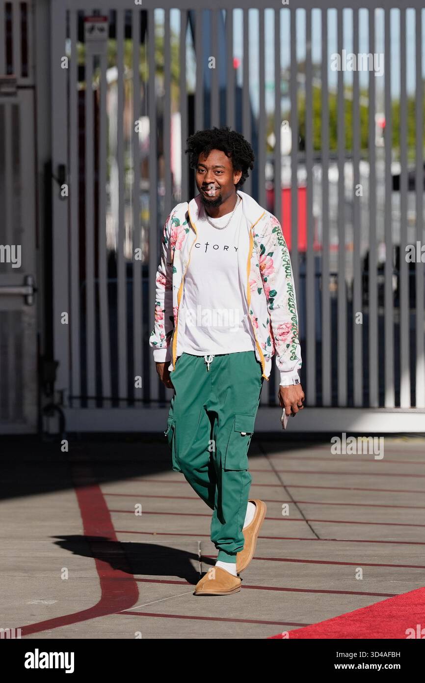 San Francisco 49ers' Russell Gage Jr. arrives before an NFL football ...