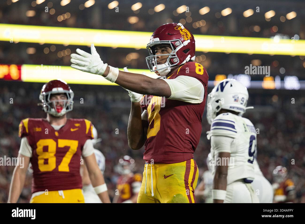 Southern California wide receiver Ja'Kobi Lane (8) gestures during an ...