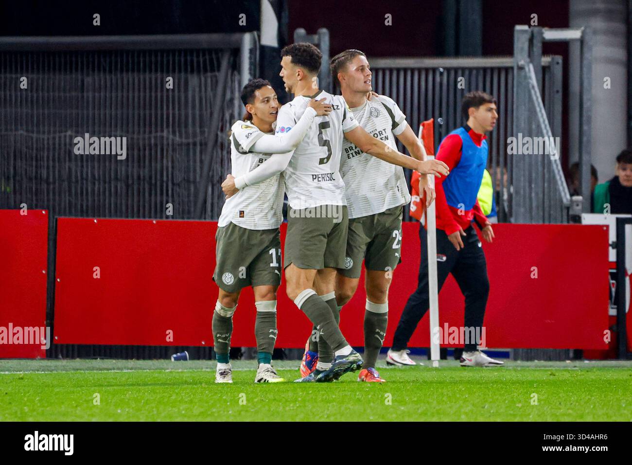 Joey Veerman of PSV Eindhoven celebrates after scoring his teams fourth ...