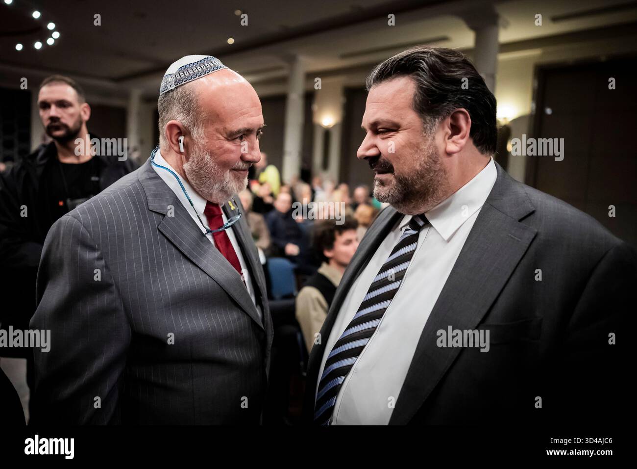 09 November 2025, Berlin: Ron Prosor (l), Ambassador of Israel to ...