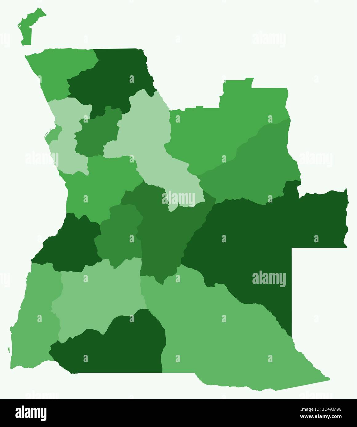 Map of Angola with regions. Just a simple country border map with ...