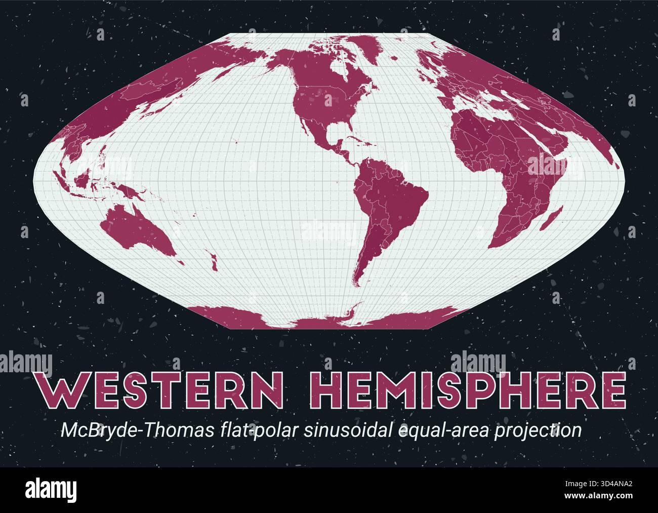 Western Hemisphere. World map. McBryde-Thomas flat-polar sinusoidal ...
