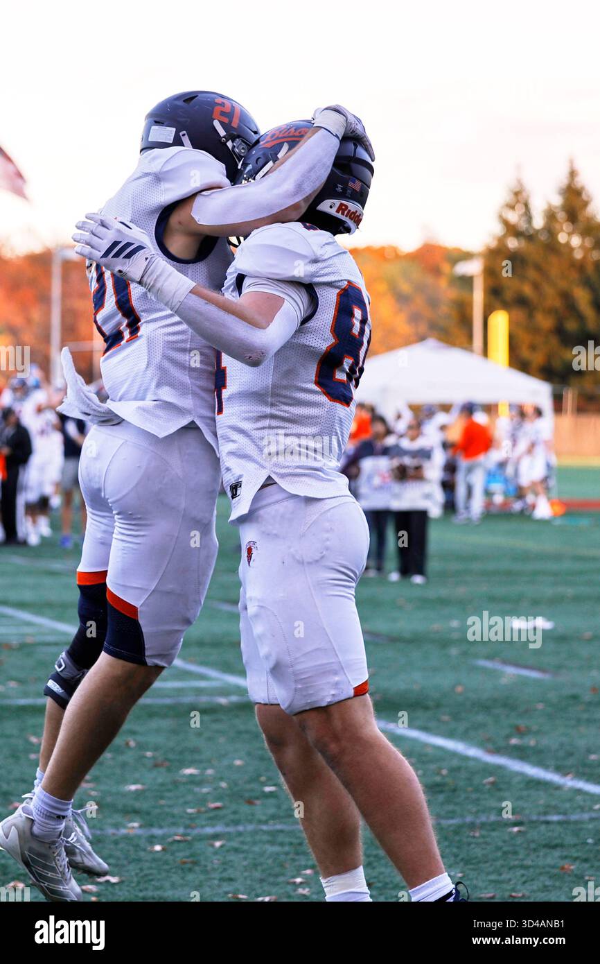 Bucknell teammates celebrate a touchdown during an NCAA football game ...