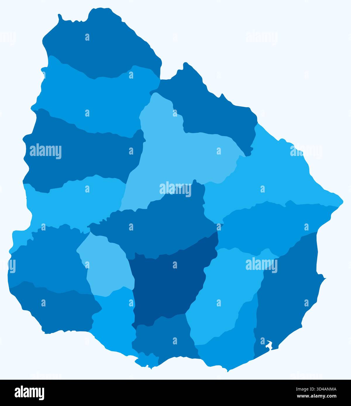 Map of Uruguay with regions. Just a simple country border map with ...