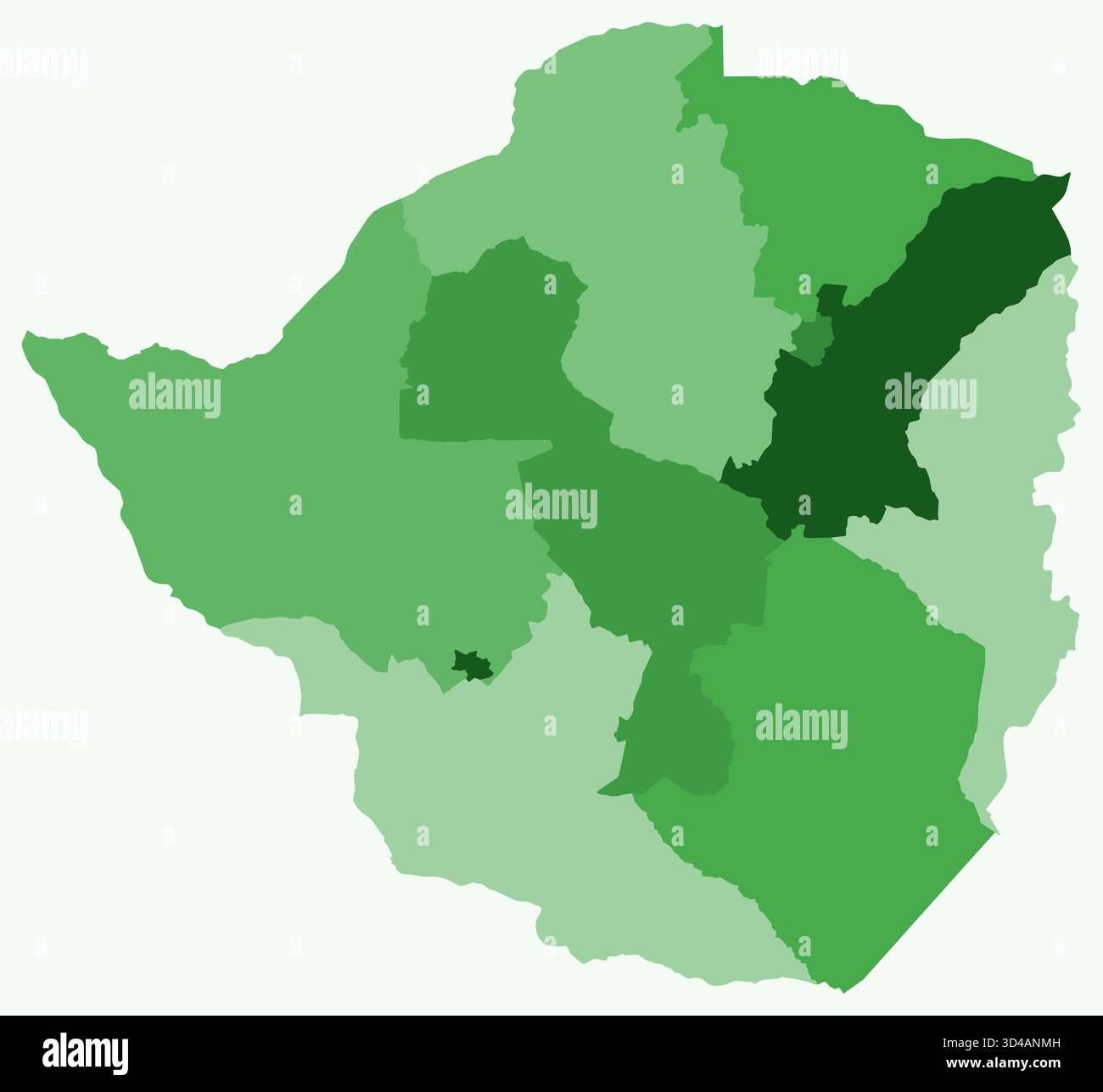 Map of Zimbabwe with regions. Just a simple country border map with ...