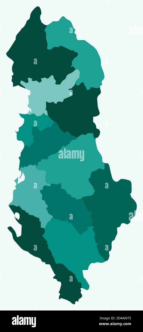 Map of Albania with regions. A simple country border map with region ...