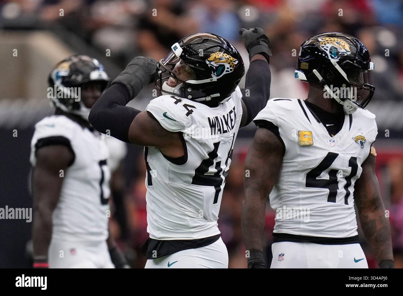 Jacksonville Jaguars defensive end Travon Walker (44) celebrates a sac ...