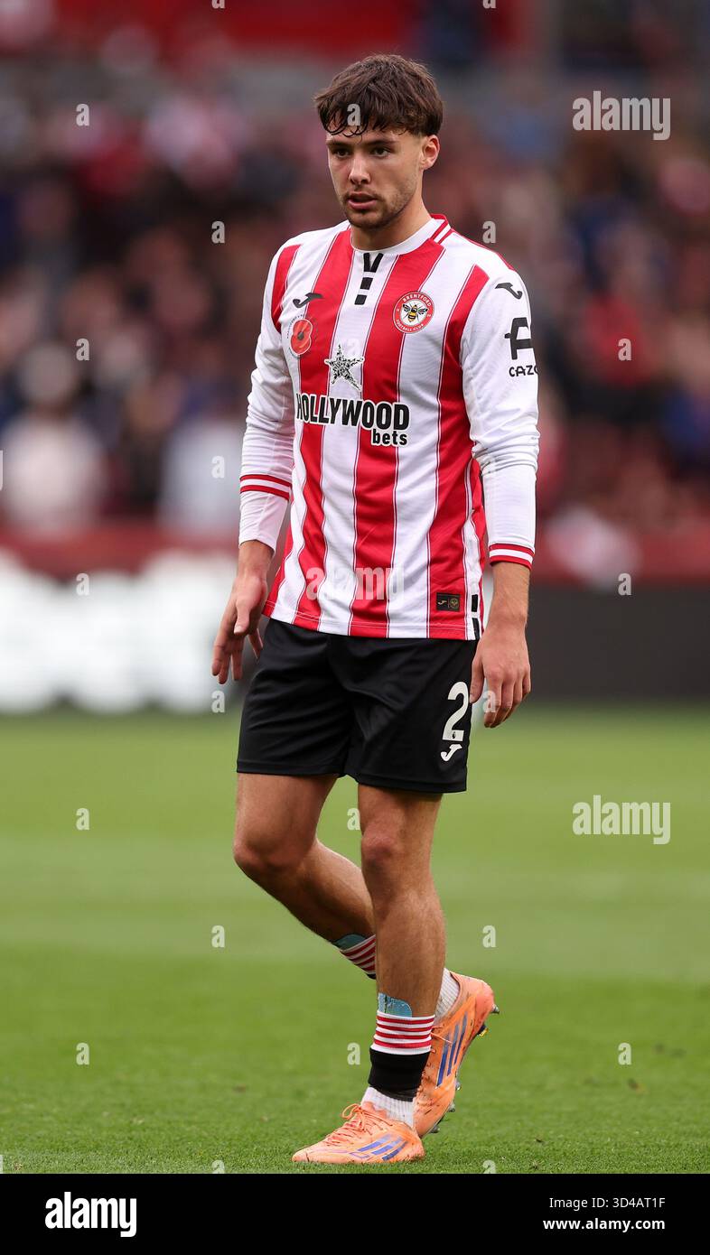 London, England, 9th November 2025. Aaron Hickey of Brentford during ...