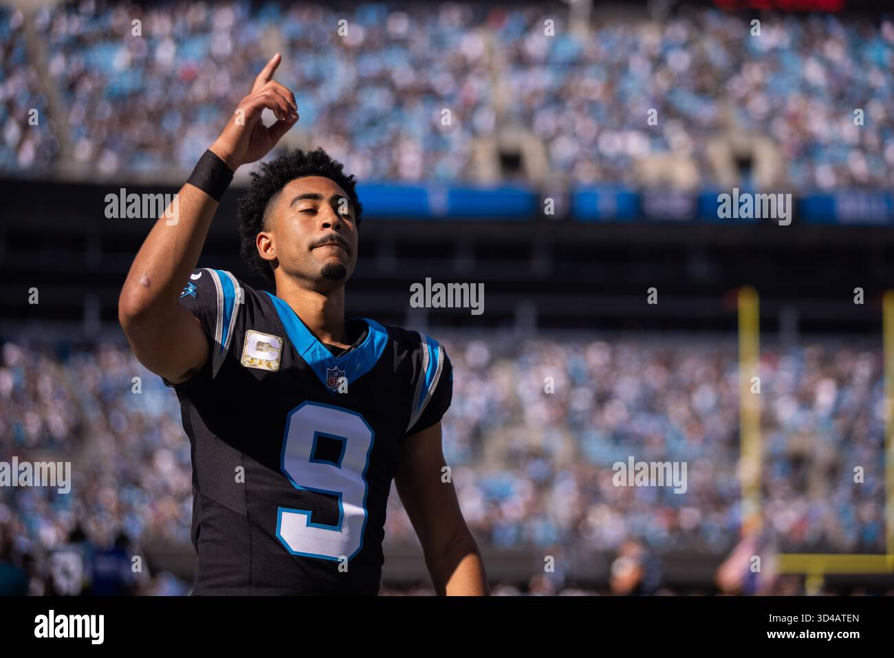 Charlotte, NC, USA. 9th Nov, 2025. Carolina Panthers quarterback Bryce ...