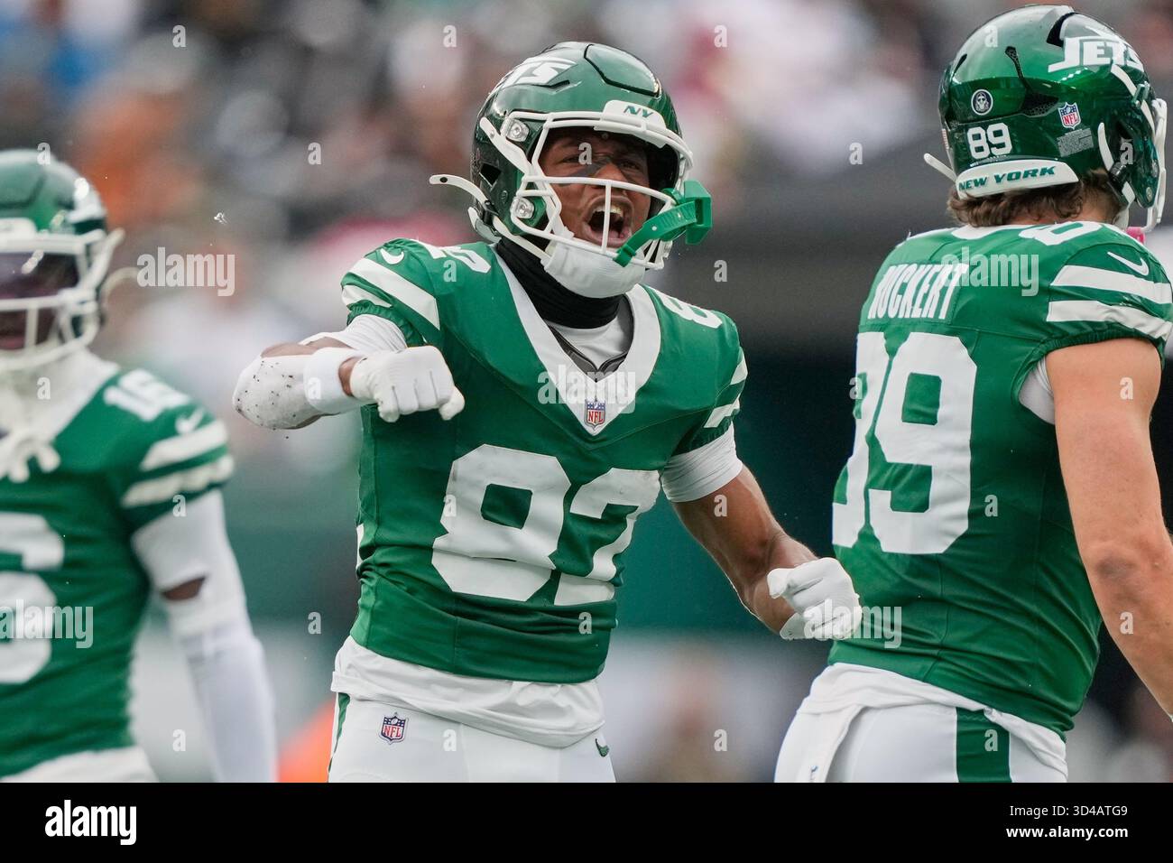 New York Jets wide receiver Arian Smith (82) celebrates in the first of ...