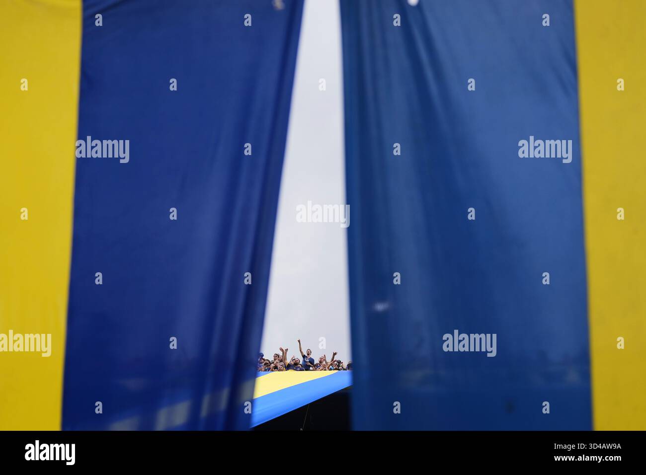 Fans of Boca Juniors cheer prior to an Argentine soccer league match ...