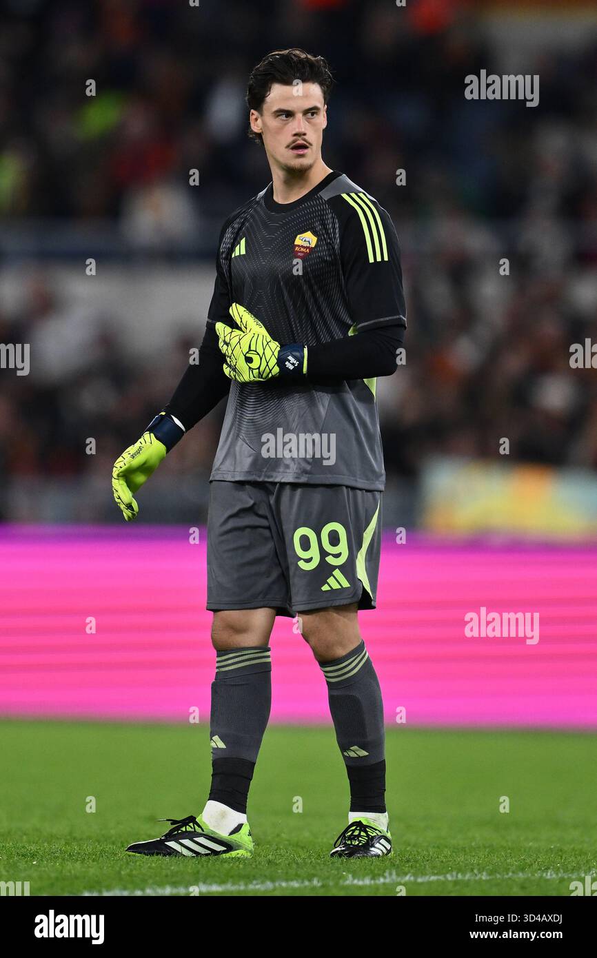 Mile Svilar of A.S. Roma is in action during the 11th day of the Serie ...
