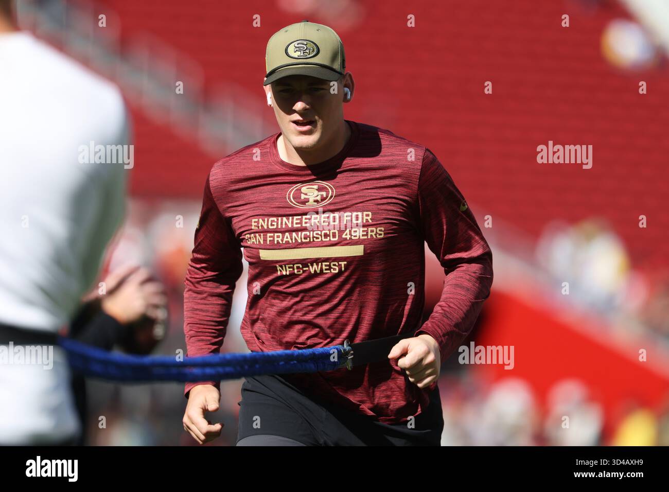 San Francisco 49ers quarterback Mac Jones wears a Salute to Service hat ...