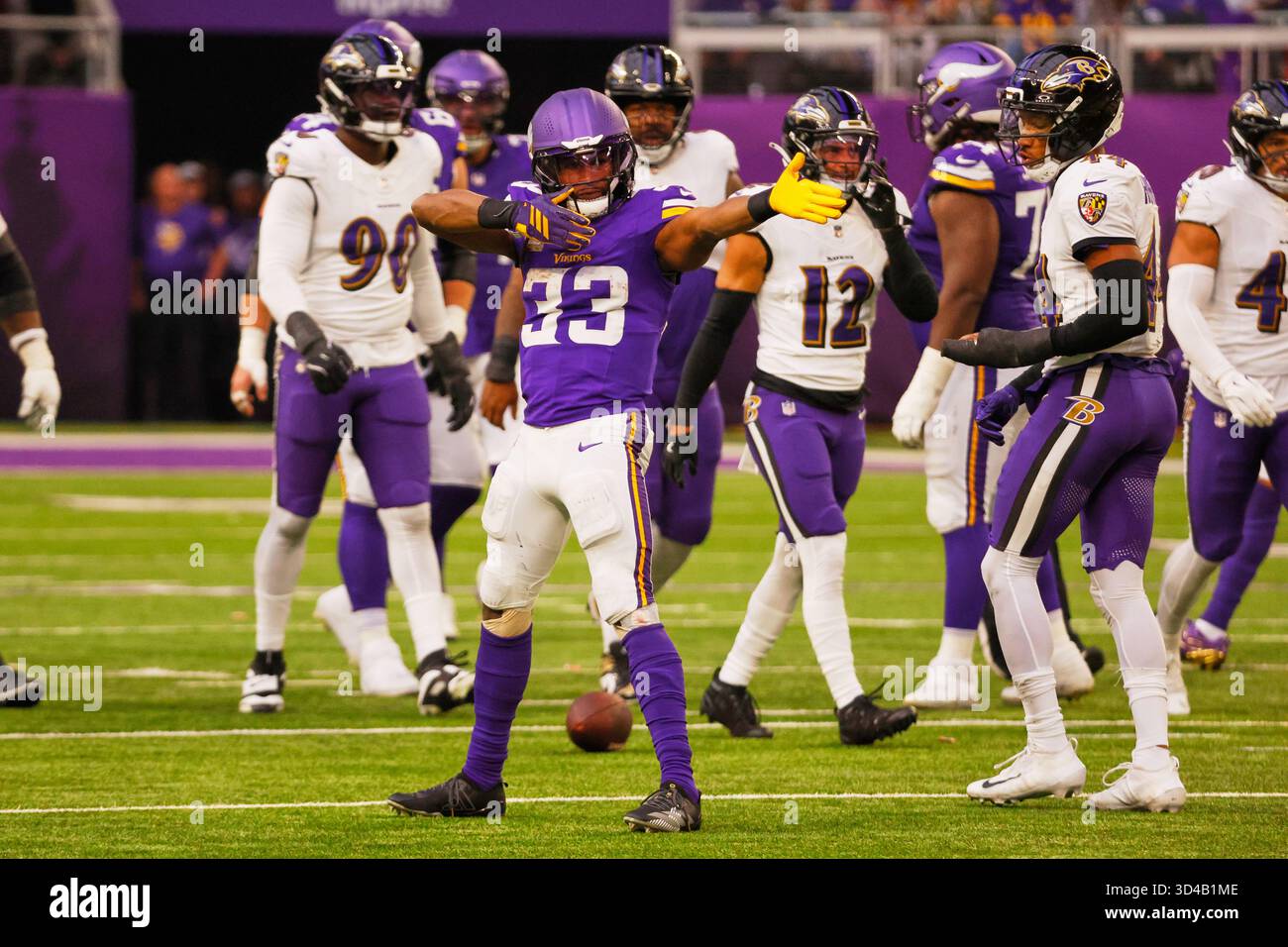 Minnesota Vikings wide receiver Jordan Addison (3) celebrates a first ...