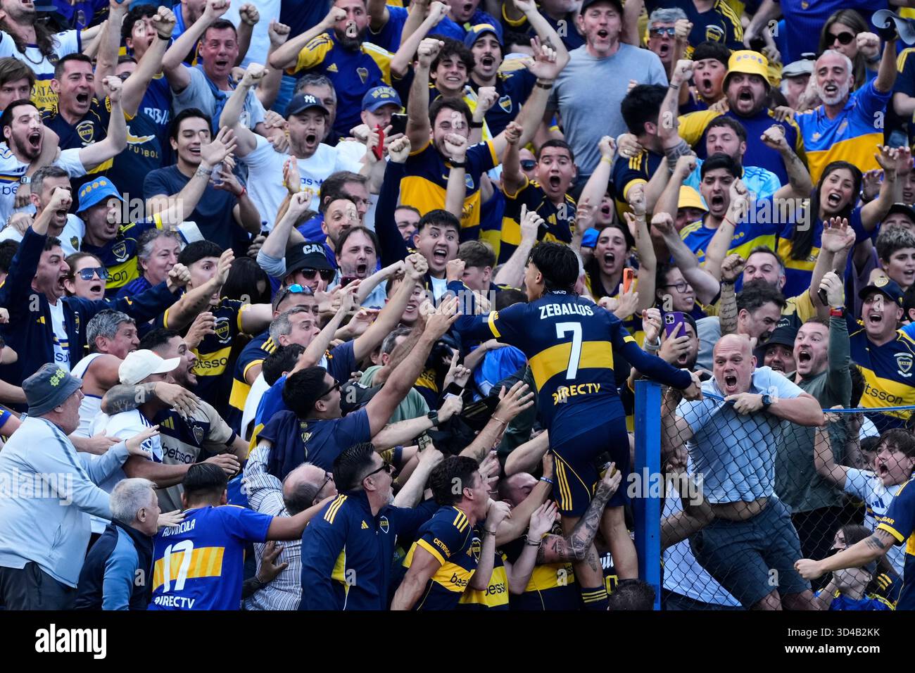 Boca Juniors' Exequiel Zeballos celebrates scoring his side's first ...
