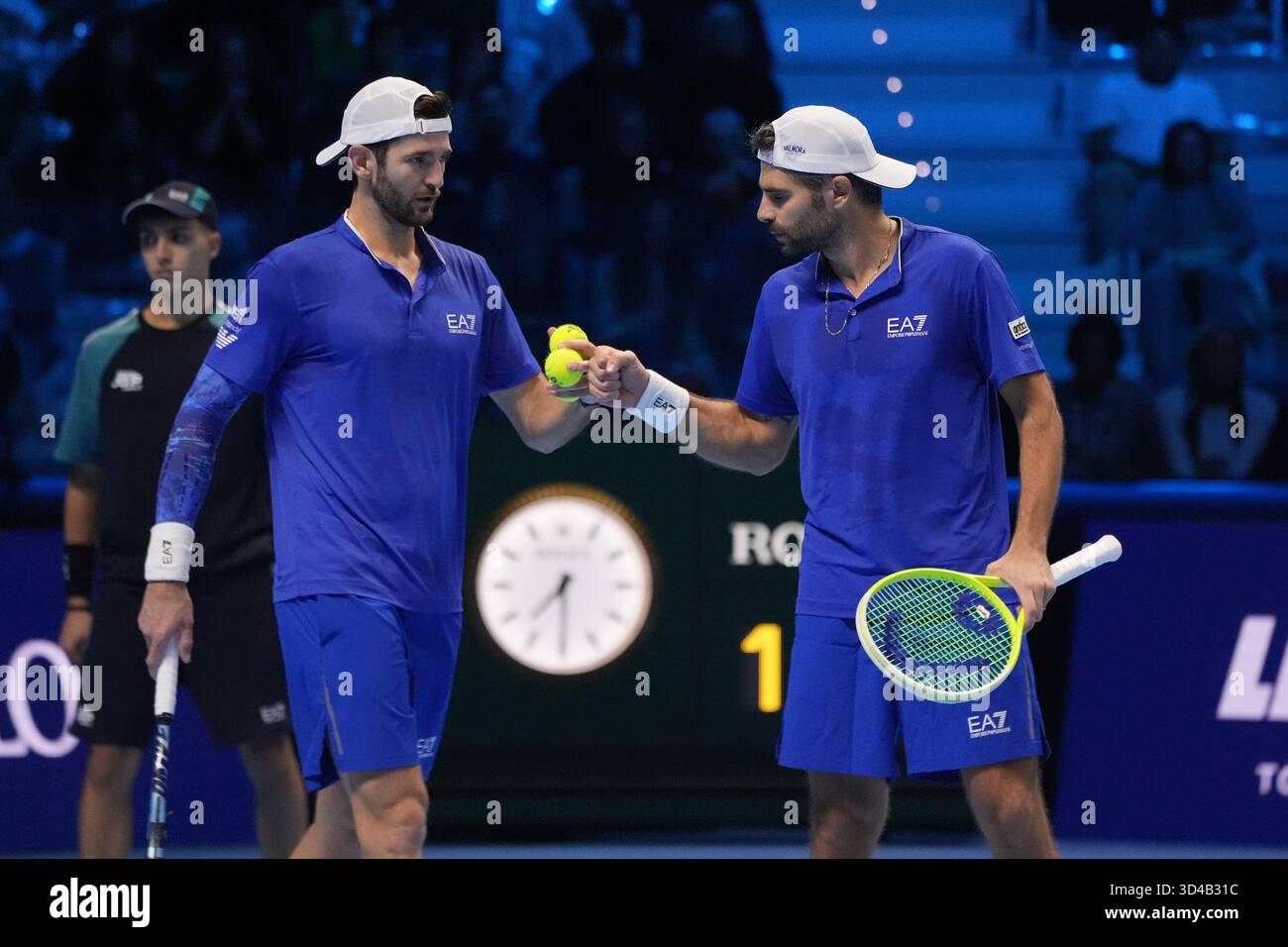 Andrea Vavassori and Simone Bolelli (Italy) during the match againts Julian Cash and Lloyd ...