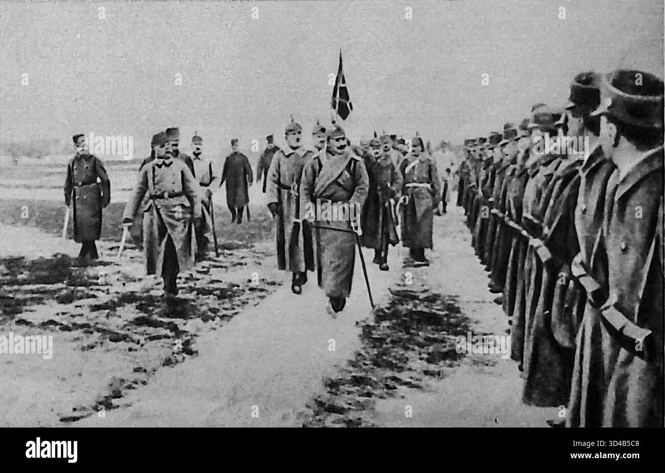 Kaiser Wilhelm II, accompanied by high-ranking German and Austro ...