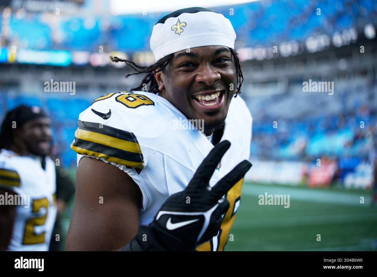 New Orleans Saints defensive end Chris Rumph II celebrates their win ...