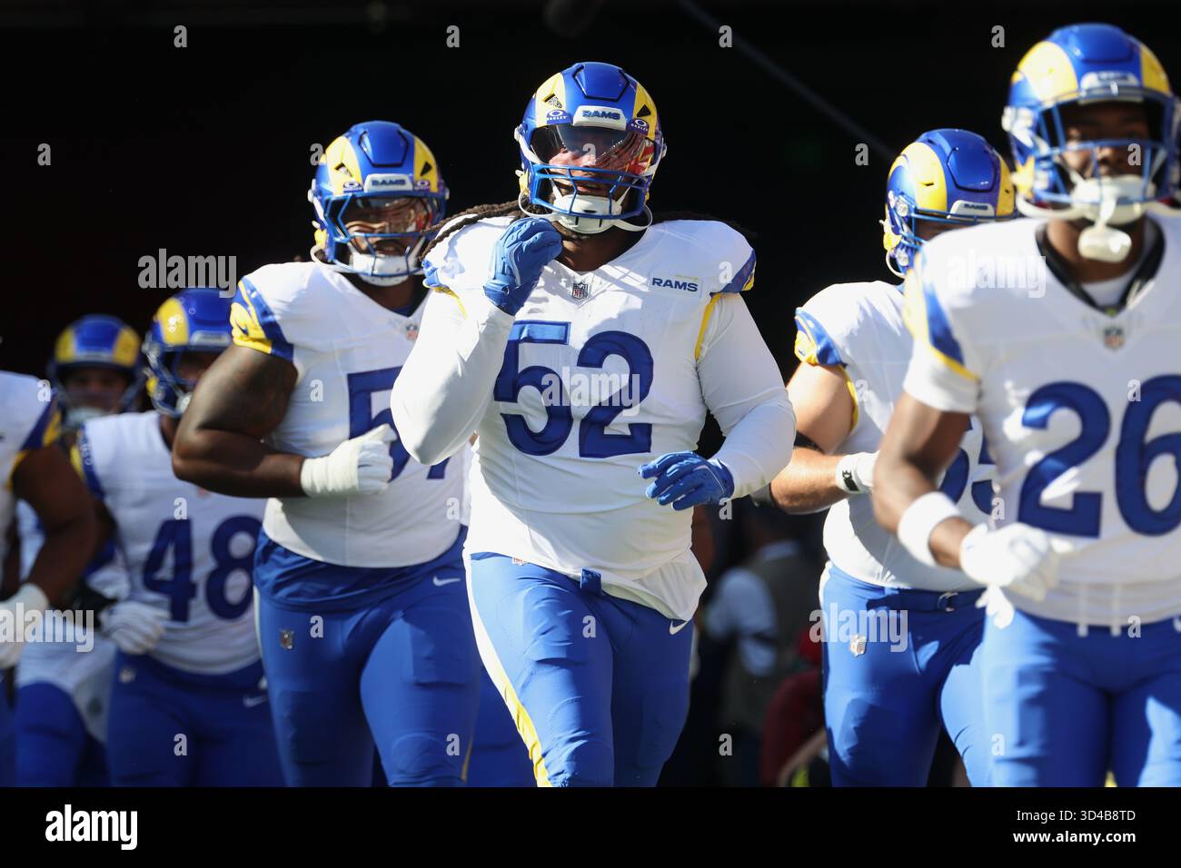 Los Angeles Rams defensive end Larrell Murchison (52) jogs onto the ...