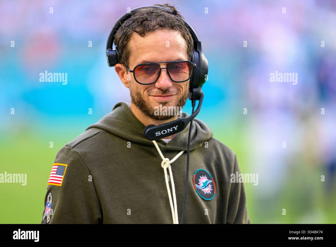 Miami Dolphins head coach Mike McDaniel smiles during an NFL football ...